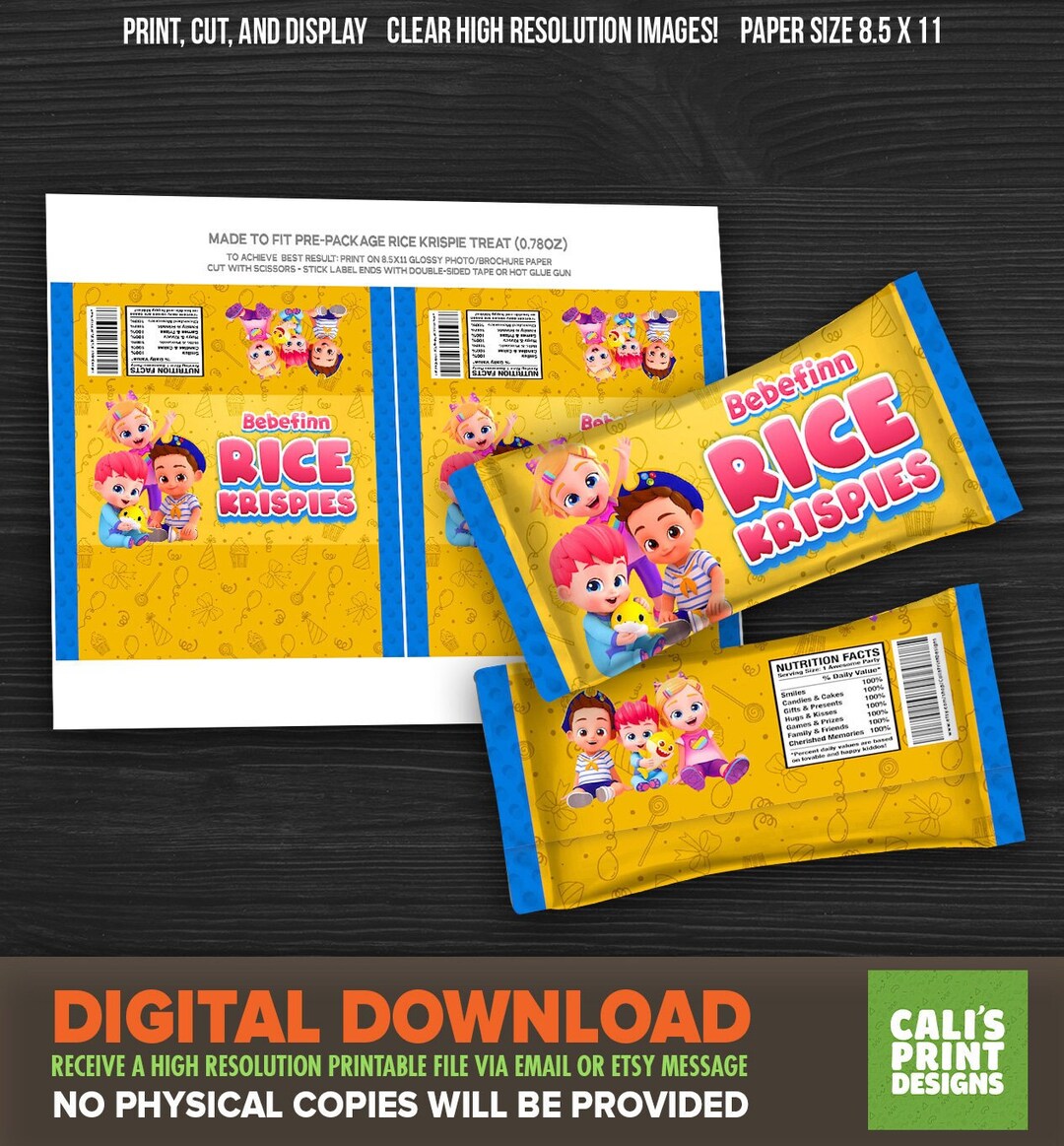 Printable Babyfin Rice Krispies Label Bebefinn Party Baby Shark - Etsy
