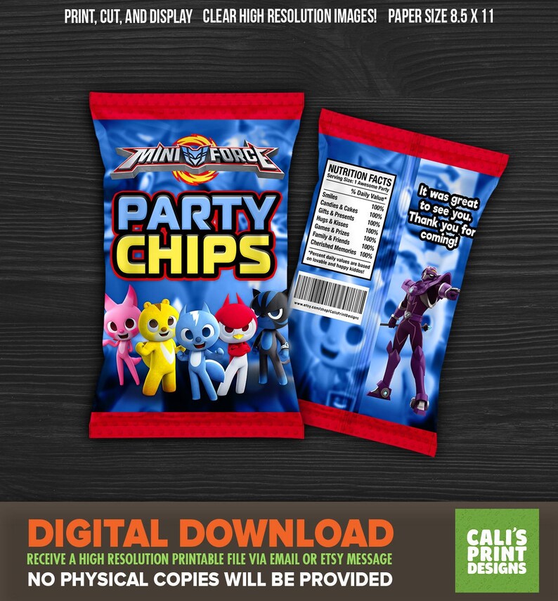 Printable Miniforce Chipbag Labels Mini Force Birthday Party - Etsy