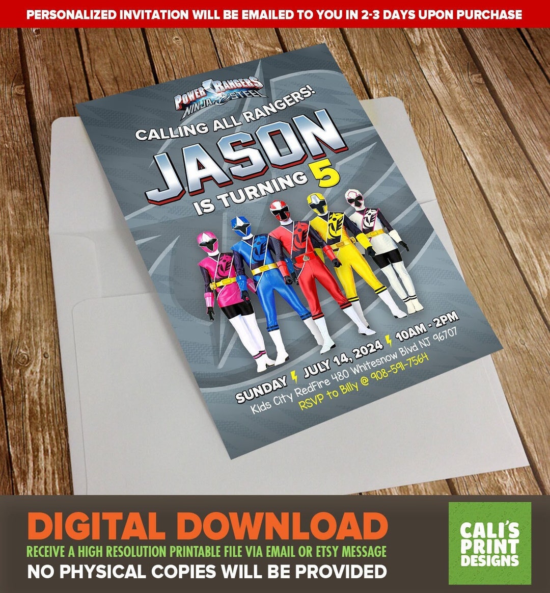 Personalized Power Danger Digital Invitation - Super Sentai Birthday ...