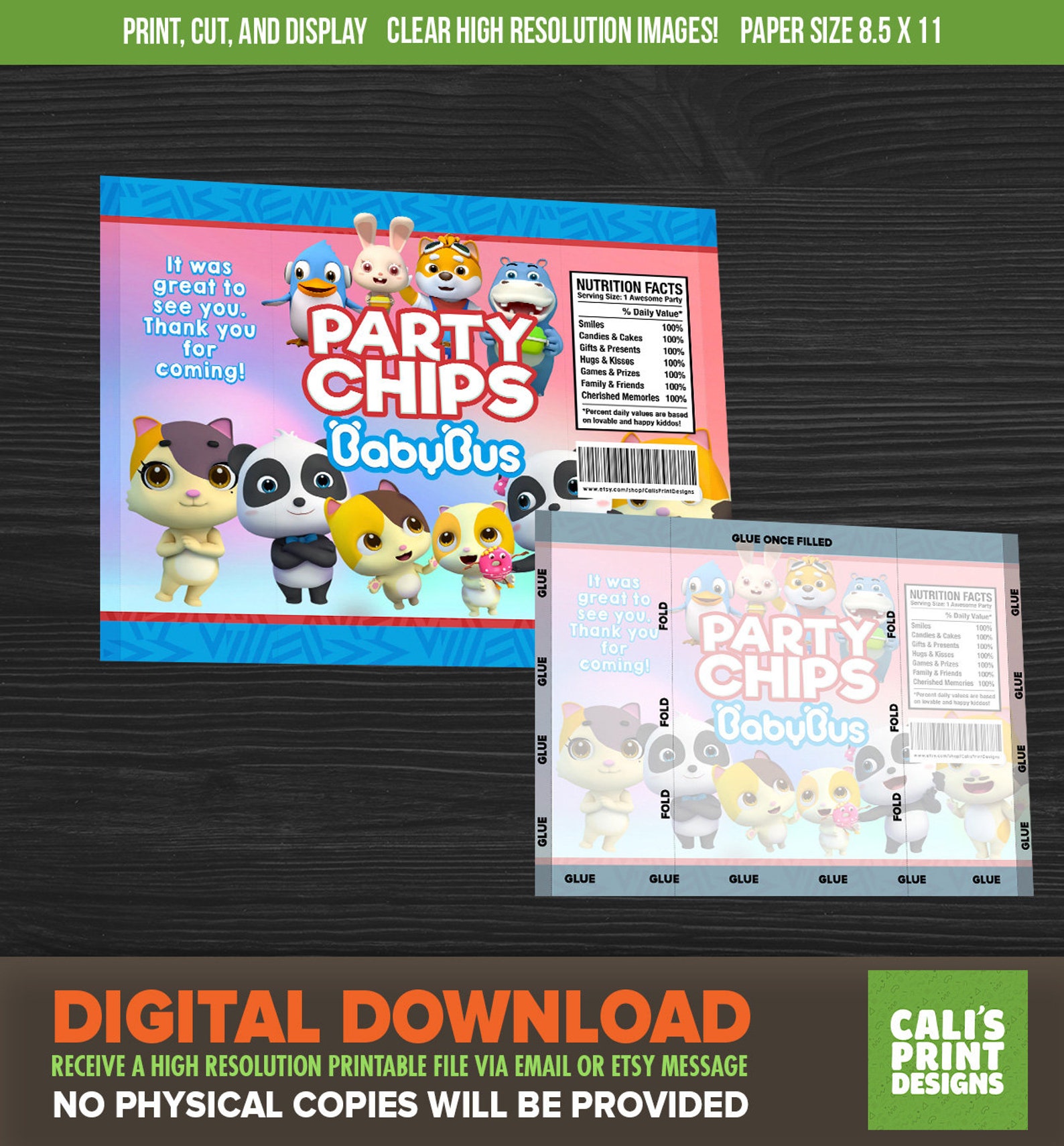 Printable Baby Bus Chip Bag Wrapper Party Decorations Baby | Etsy