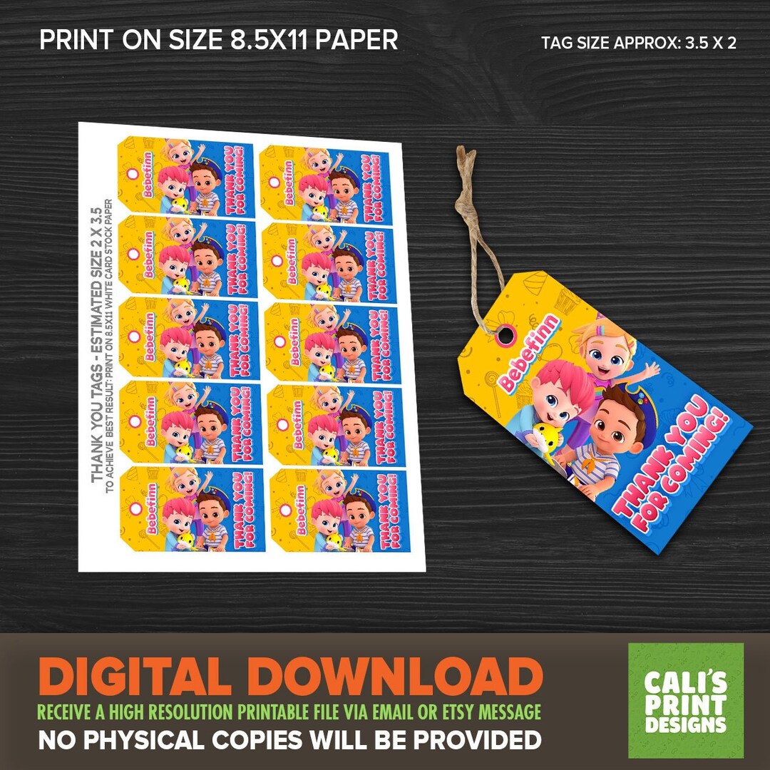 Printable Babyfin Thank You Tag - Bebefinn Party - Baby Shark - Etsy