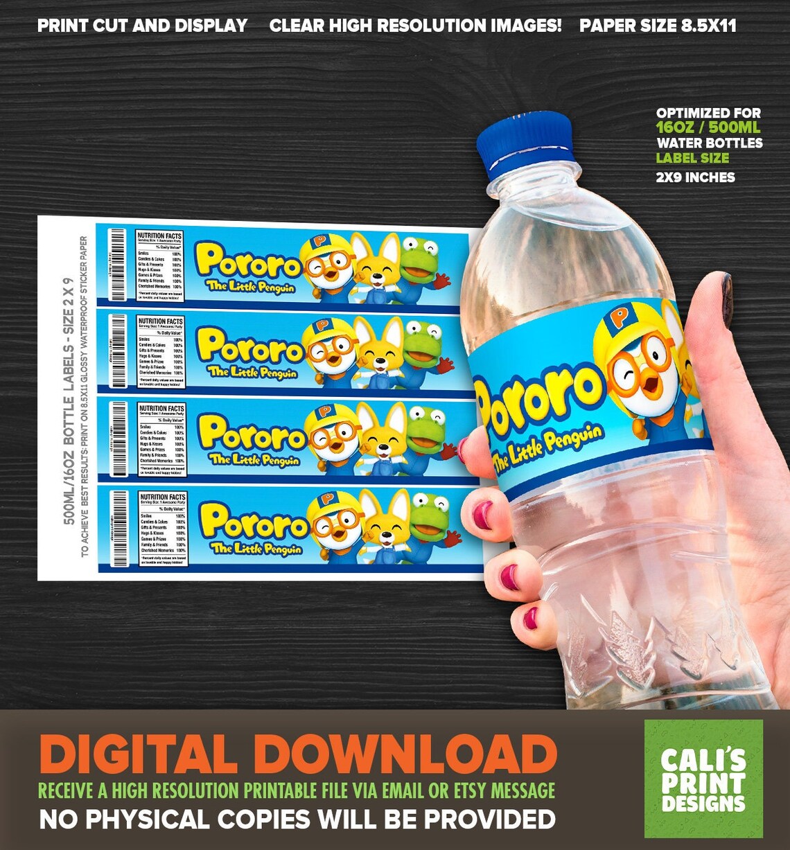 Printable Pocoro Water Bottle Labels Pororo Water Bottle Labels Instant ...