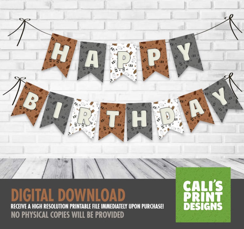 Printable We Bare Bears Happy Birthday Banners Buntings | Etsy
