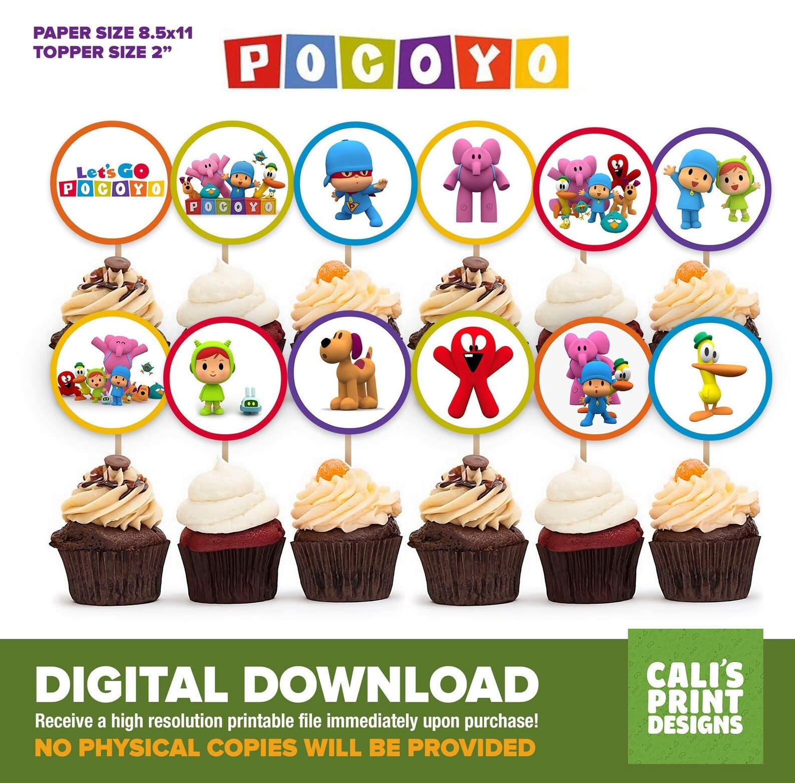Printable Pocoyo Cupcake Toppers Pocoyo Birthday Pocoyo - Etsy