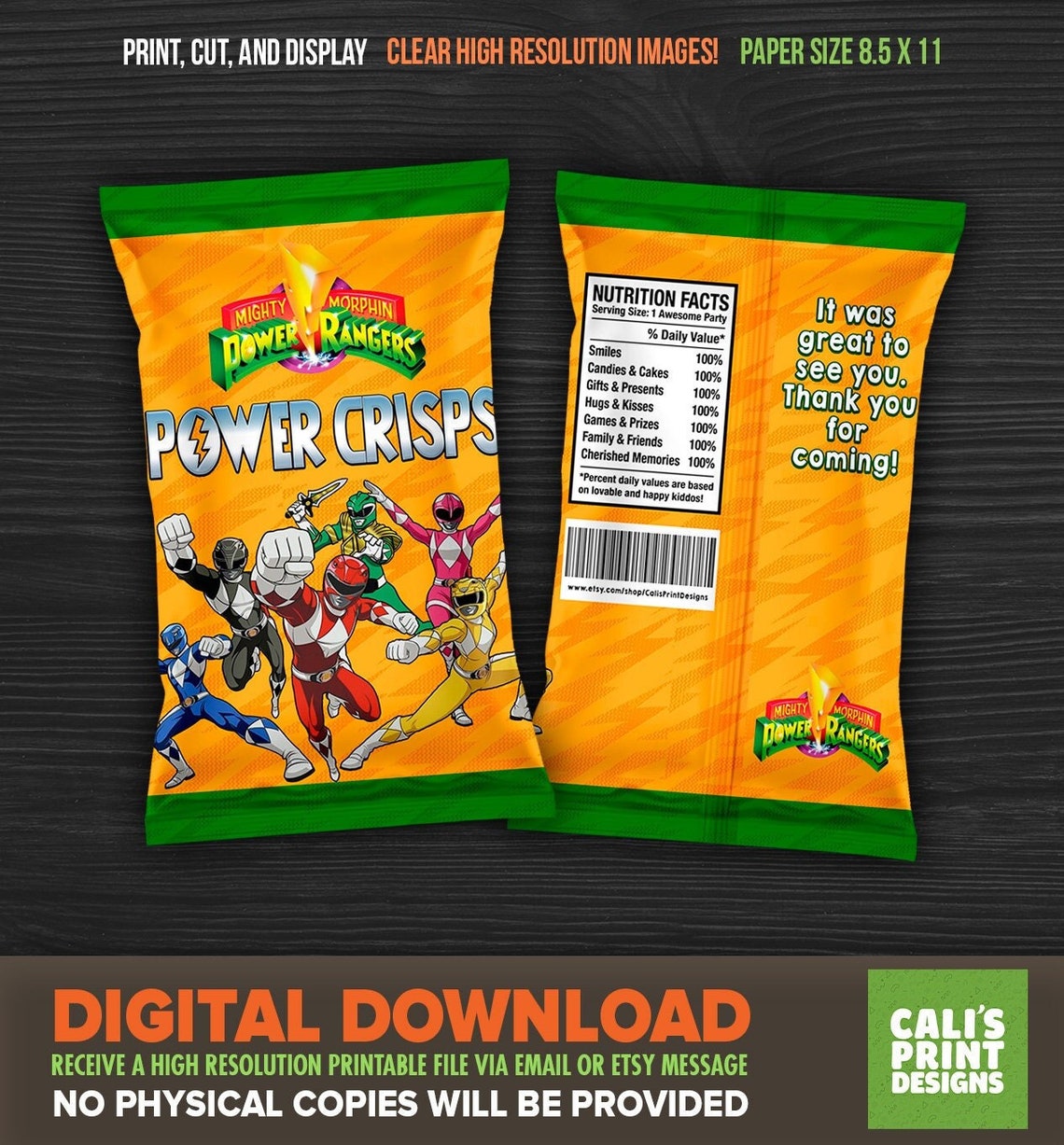 Printable Power Danger Chip Bag Labels Super Sentai Birthday | Etsy