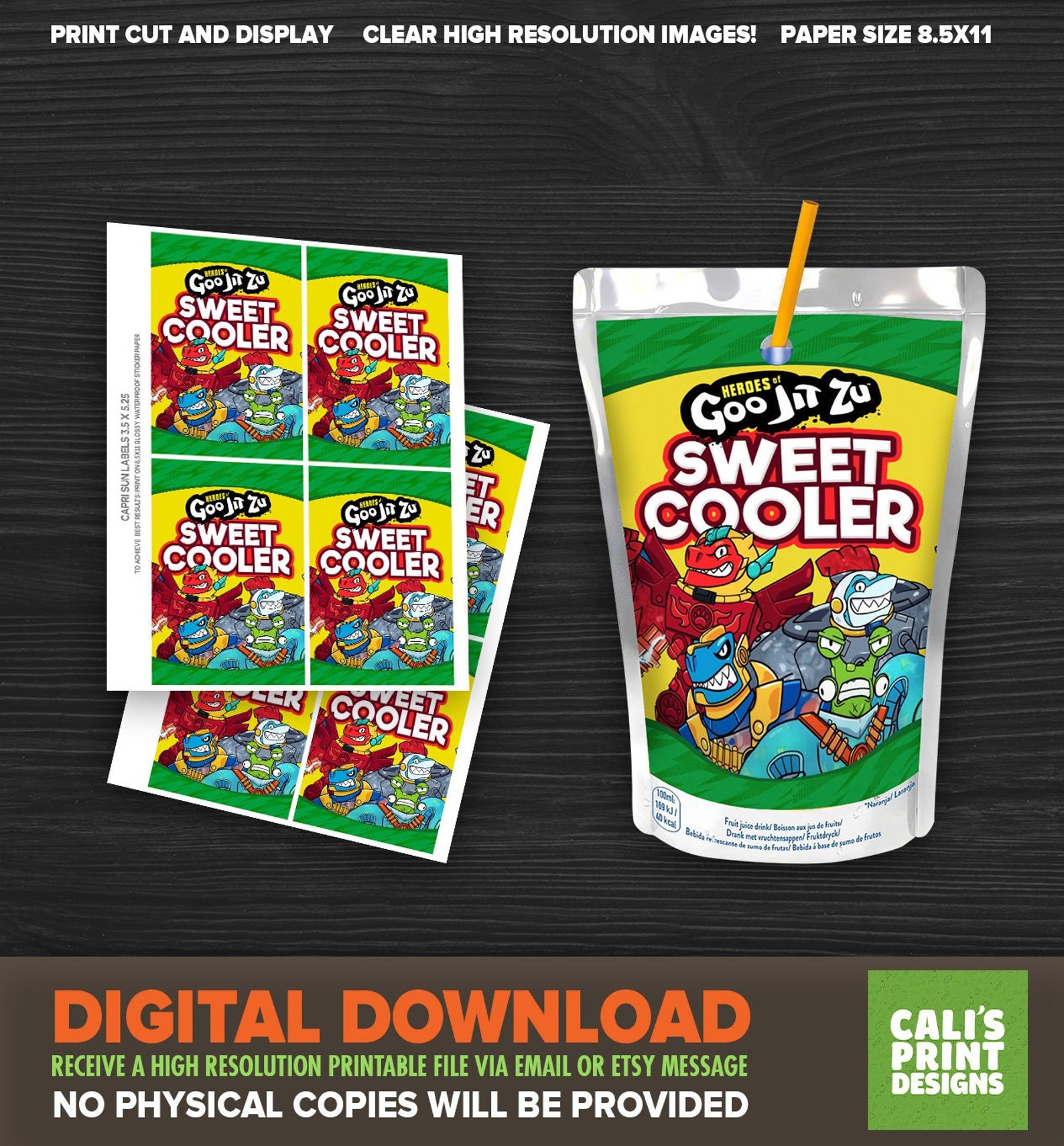 Printable Goo Jit Zu Caprisun Labels Goojitzu Labels Goo - Etsy
