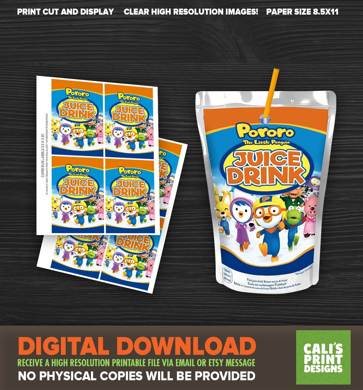 Printable Pocoro Caprisun Labels Pororo Caprisun Labels | Etsy