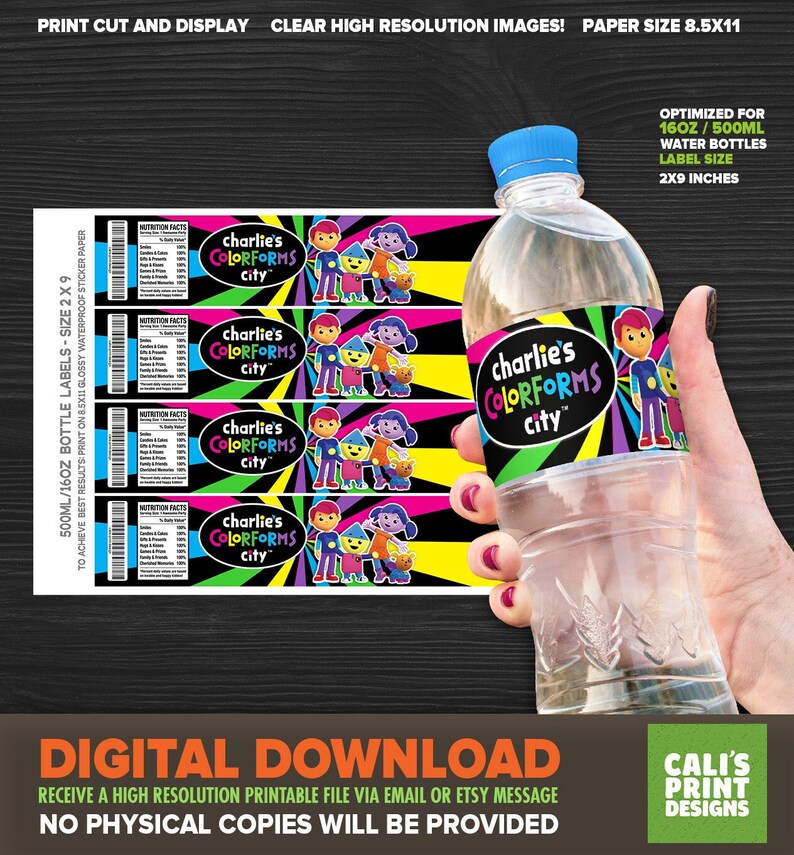 Printable Charlie Colorforms Water Bottle Labels Charlie - Etsy