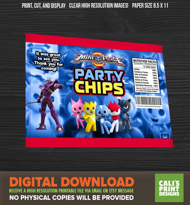 Printable Miniforce Chipbag Labels Mini Force Birthday Party - Etsy