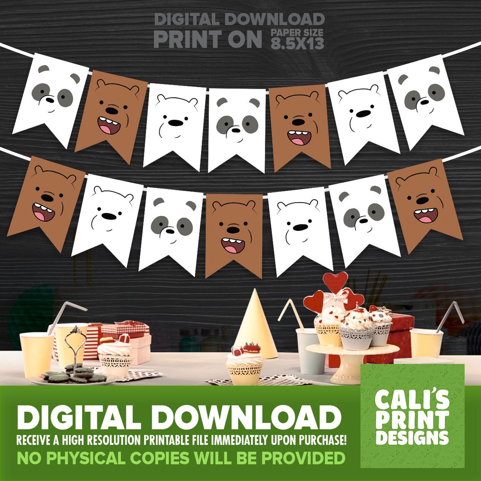 Printable We Bare Bears Party Banners Buntings Instant - Etsy Australia