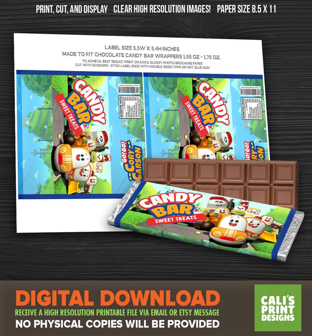 Printable Go Go Cory Carson Chocolate Candy Bar Wrapper - Cory Carson ...