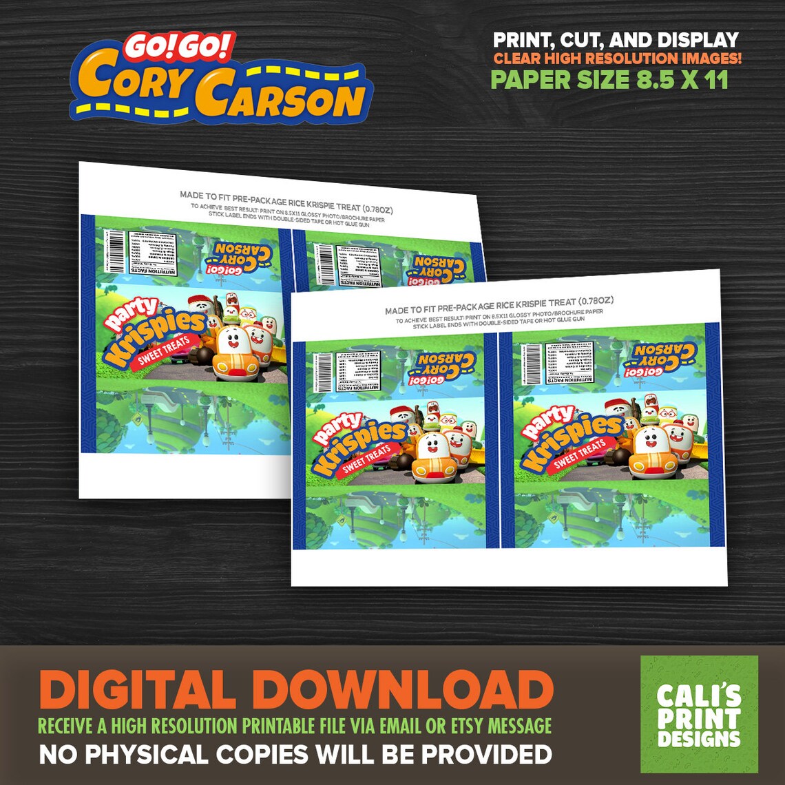Printable Go Go Cory Carson Rice Krispies Wrapper Cory - Etsy