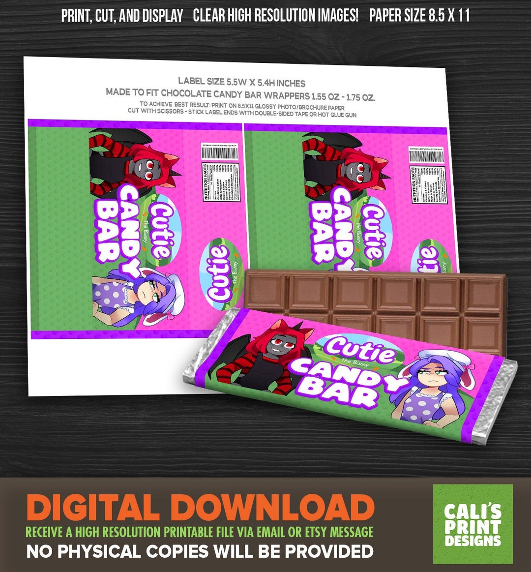 Printable Cutie the Bunny Chocolate Candy Bar Label - Cutie the Bunny ...