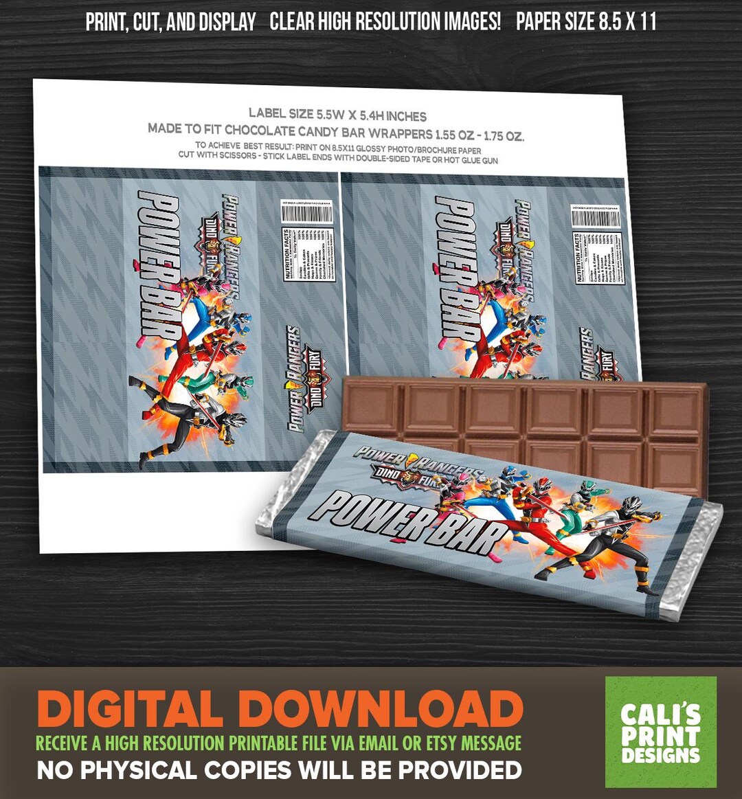 Printable Power Danger Dinosaur Fury Candy Bar Labels - Super Sentai ...