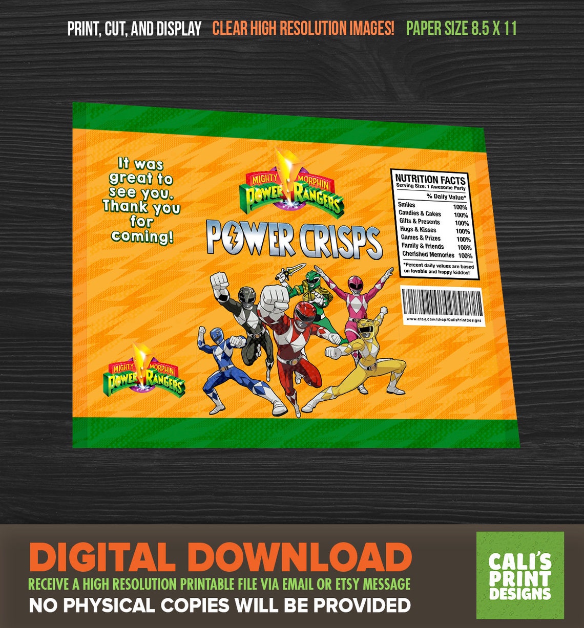 Printable Power Danger Chip Bag Labels Super Sentai Birthday | Etsy