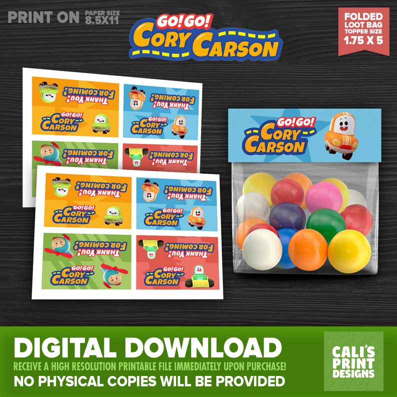 Printable Go Go Cory Carson Happy Birthday Loot Bag Toppers | Etsy