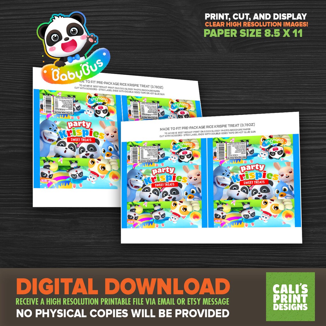 Printable Baby Bus Rice Krispies Wrapper Party Decorations | Etsy