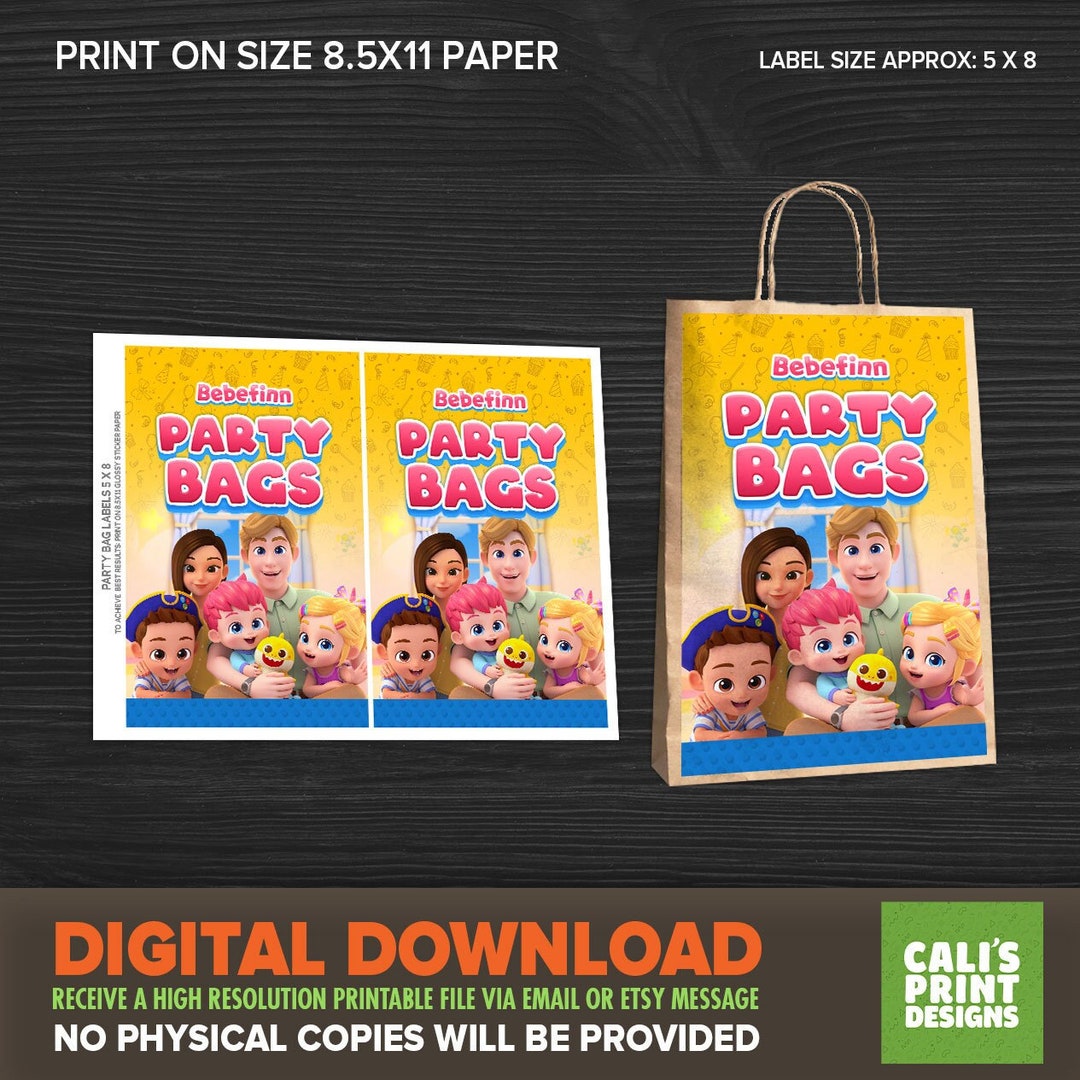 Printable Babyfin Party Bags Label - Bebefinn Party - Baby Shark - Etsy