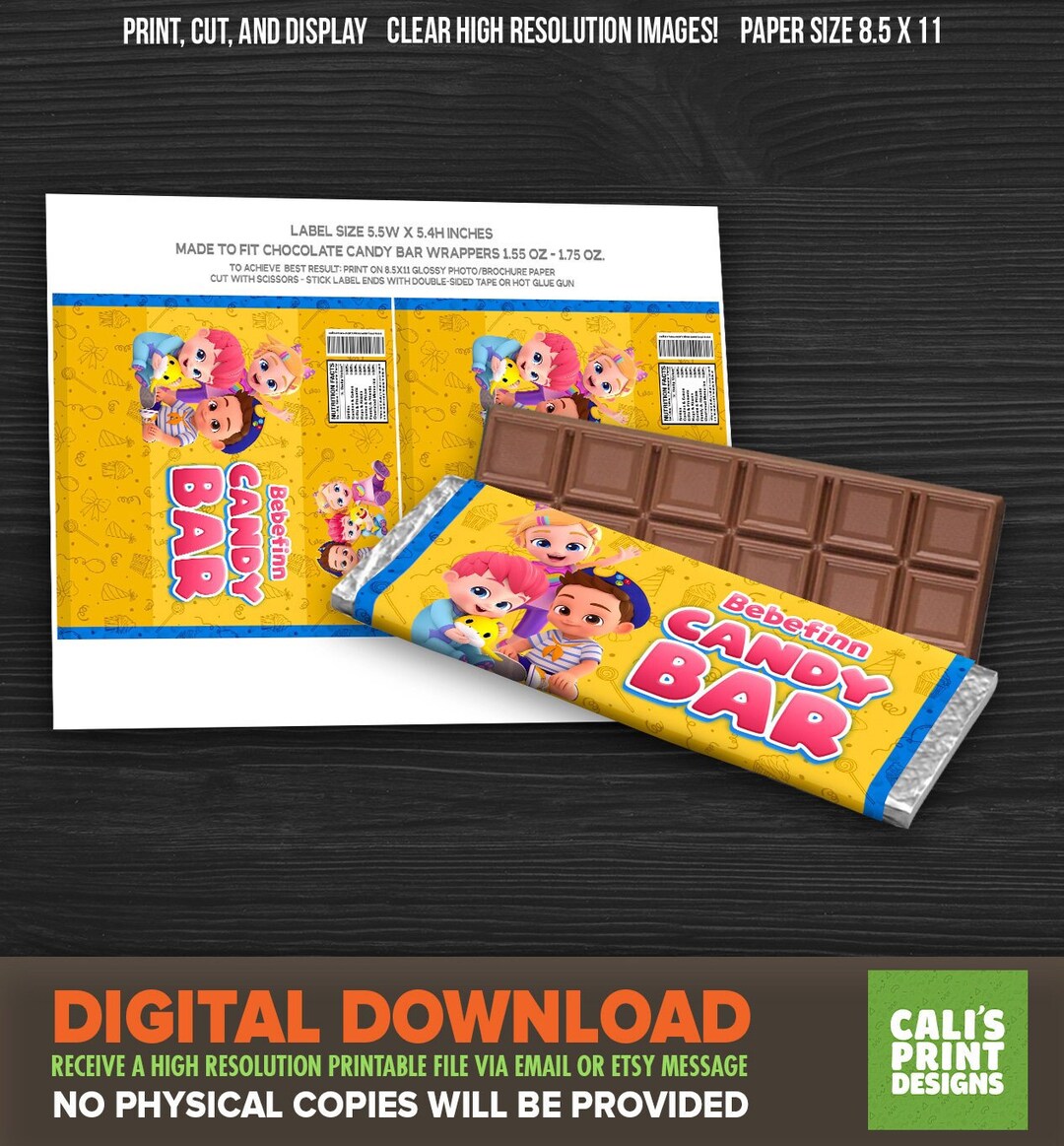 Printable Babyfin Chocolate Candy Bar Label Bebefinn Party Baby Shark ...