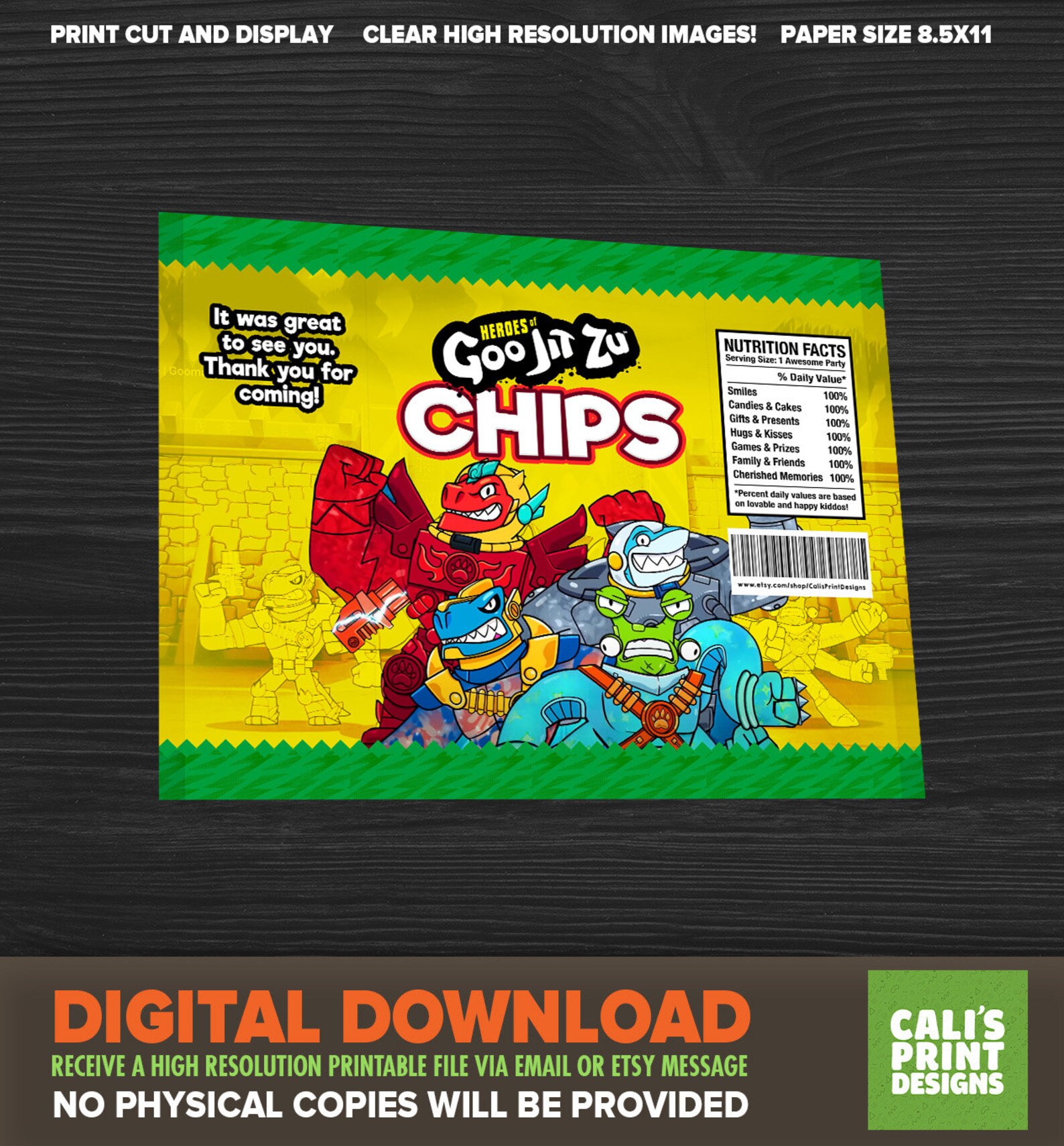 Printable Goo Jit Zu Chips Labels Goojitzu Labels Goo Jit - Etsy