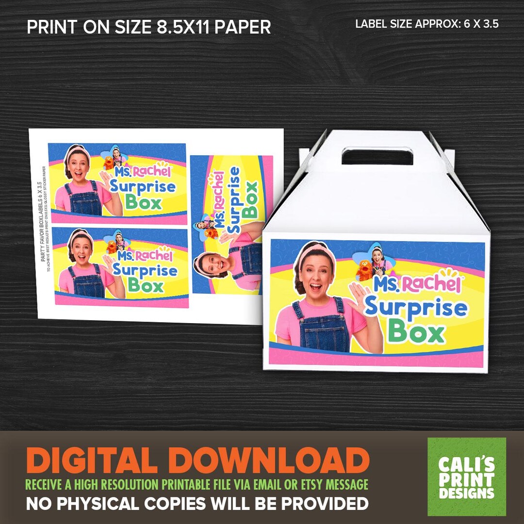 Printable Ms. Rachelle Gabel Box Labels - Ms. Rachel Party Favor ...