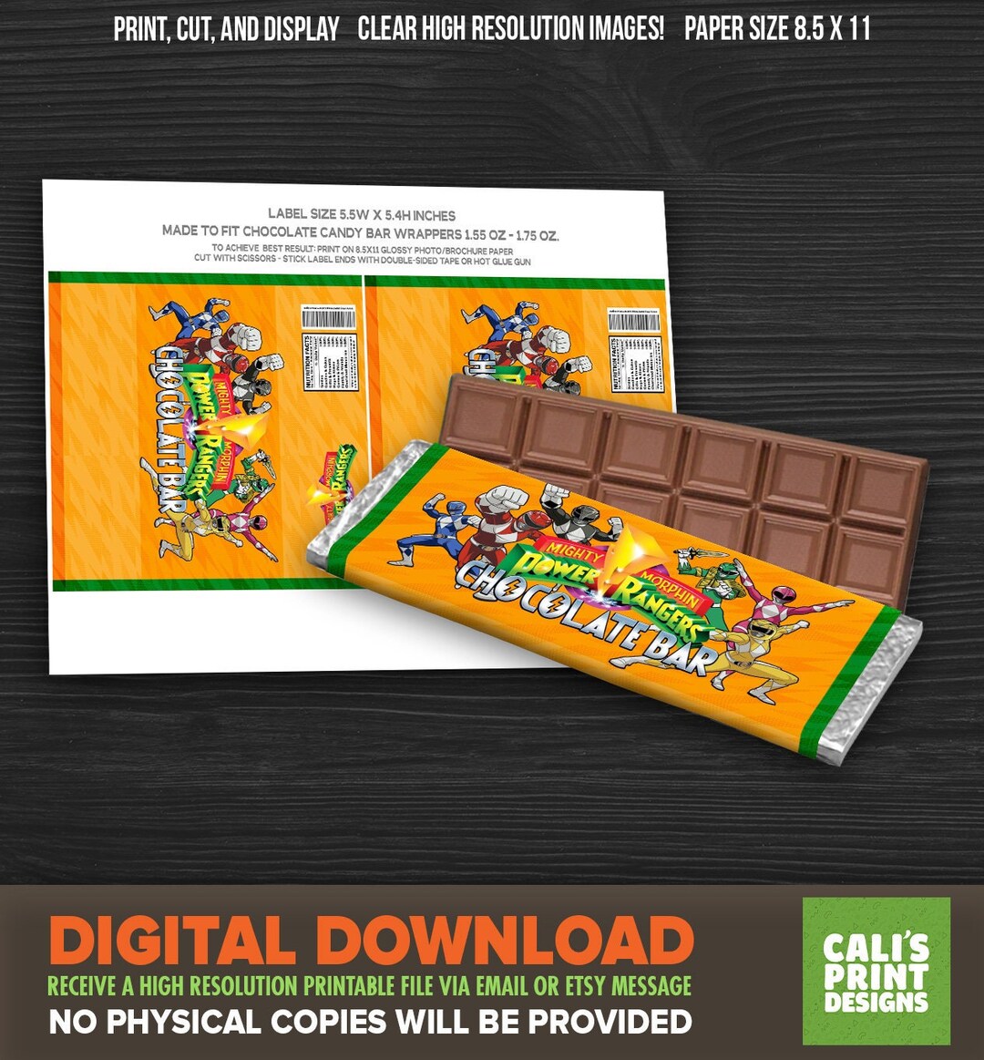 Printable Power Danger Chocolate Candy Bar Labels Super Sentai Birthday ...