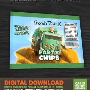 Printable Trashed Truck Chip Bag Label Trash Truck Label Trash Truck ...