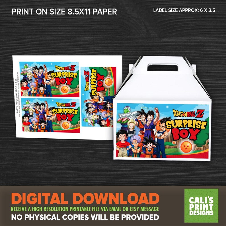 Printable Dinoball Z Party Favor Box Label - Dragon Ball Birthday ...