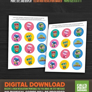 Talking Cat Heroes Cupcake Toppers - Talking Tom Template - Instant ...