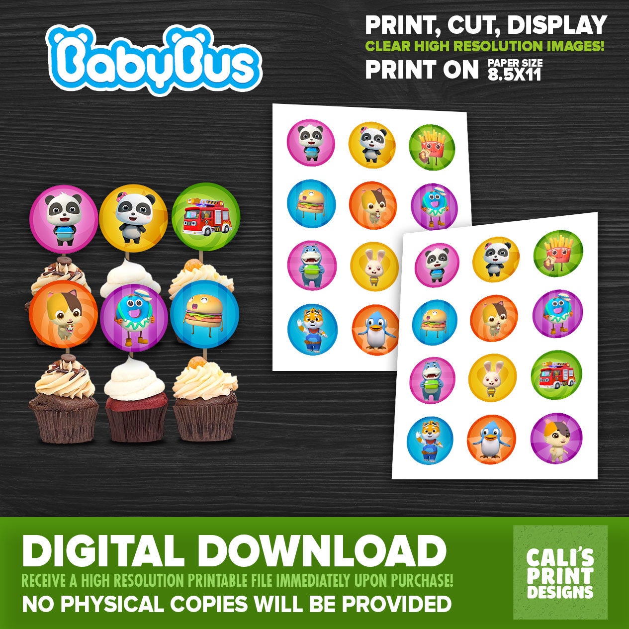 Printable Baby Bus Cupcake Toppers Party Decorations Babybus | Etsy ...