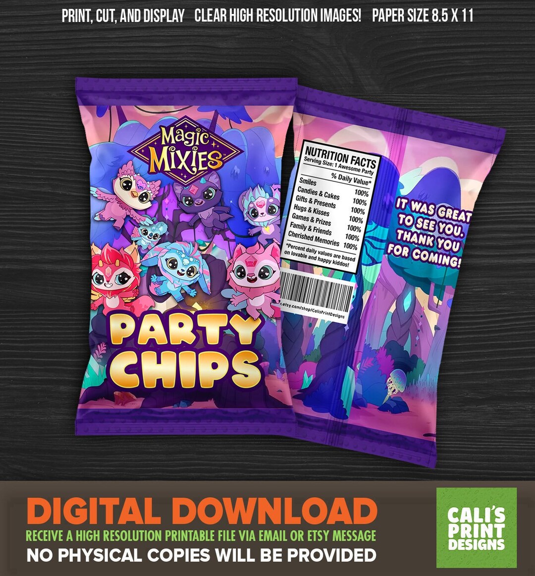 Printable Magic Pixies Chip Bag Label Magic Nixies Birthday Instant ...