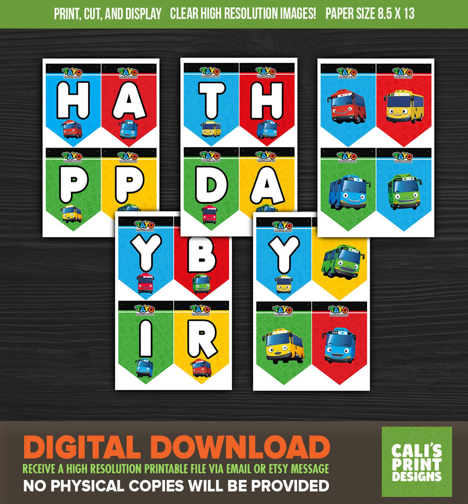 Printable Tayo the Little Bus Birthday Banner Tayo Birthday Supply High ...
