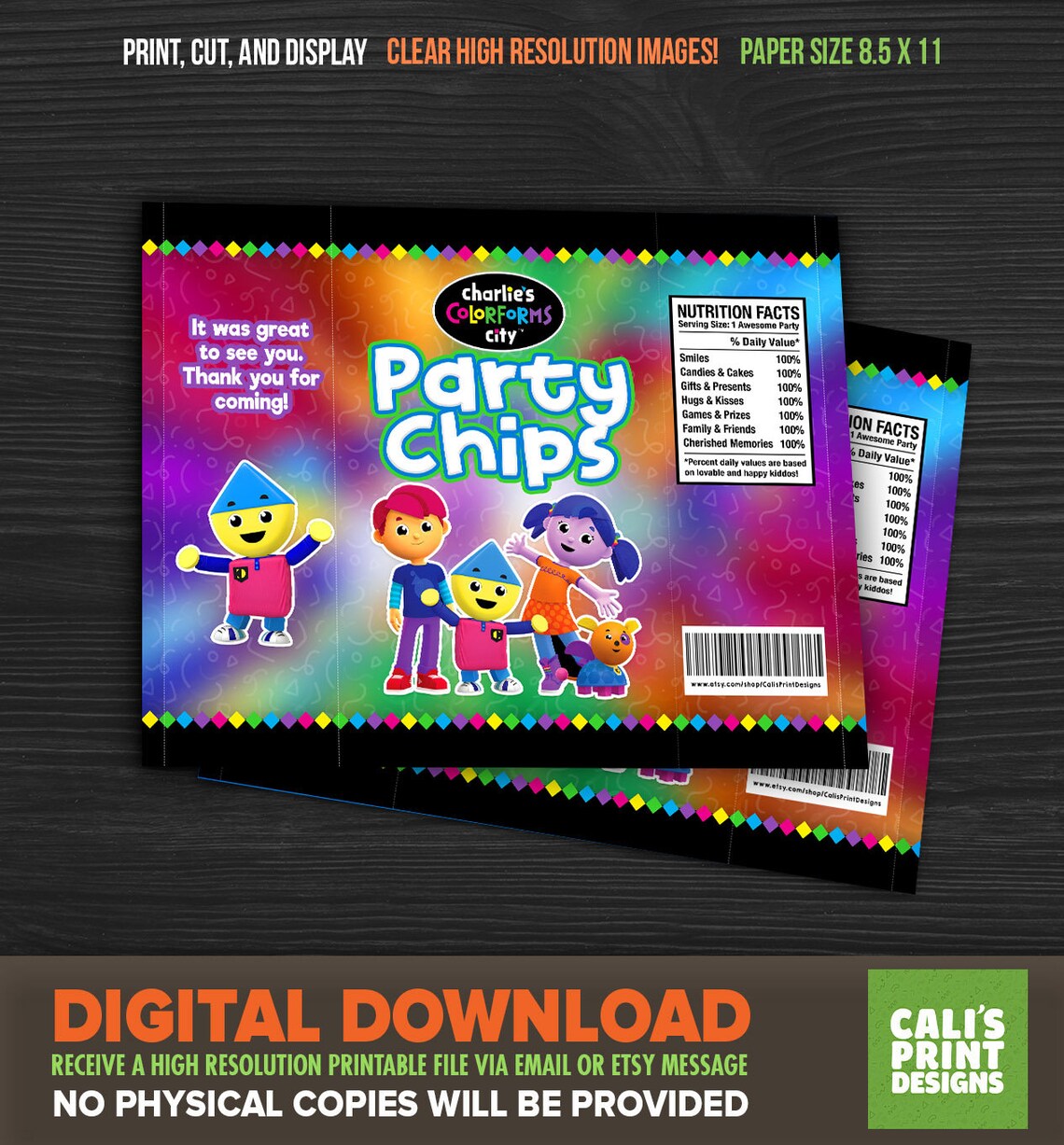 Printable Charlie Colorforms Chip Bag Labels Charlie - Etsy