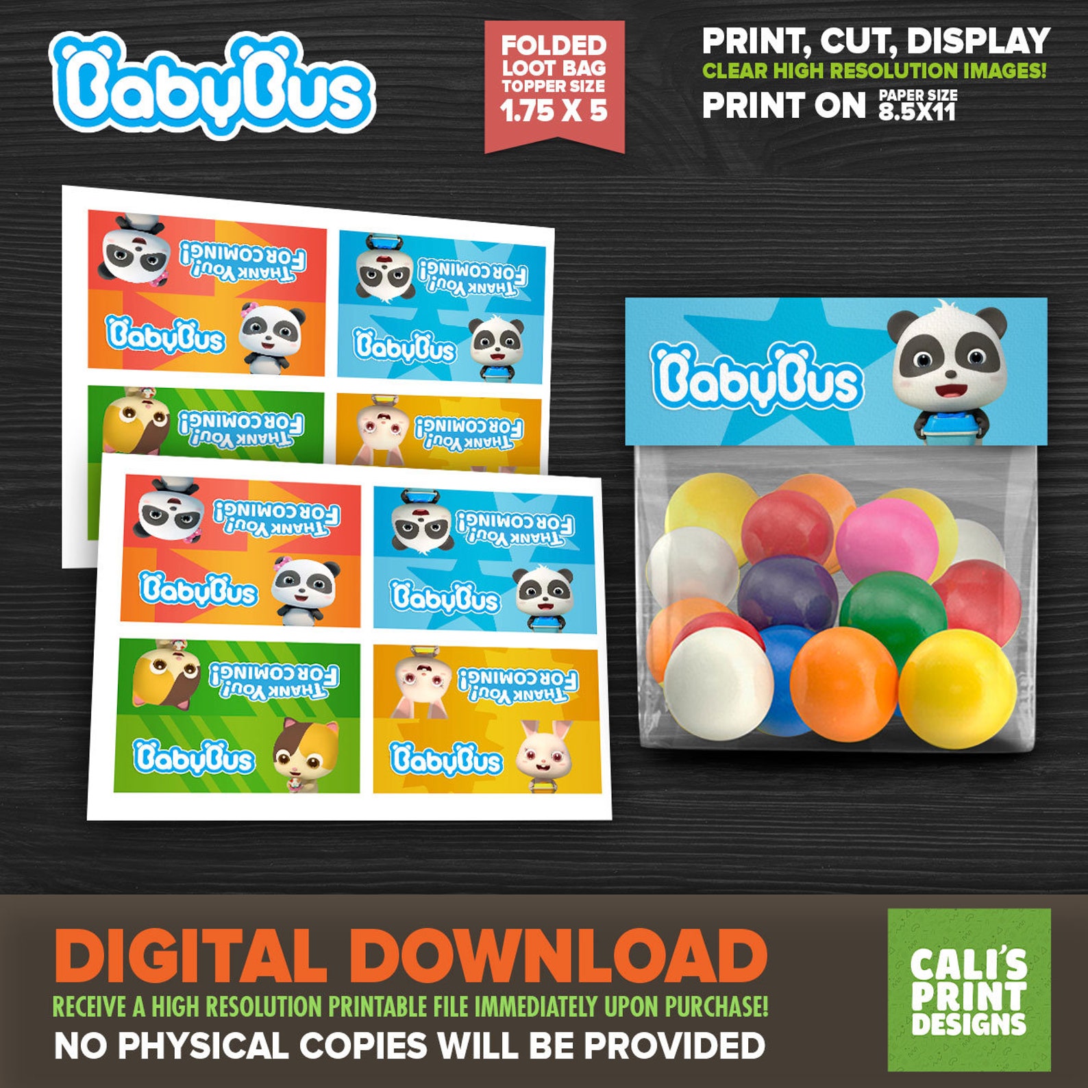 Printable Baby Bus Bag Toppers Babybus Loot Bag Toppers - Etsy