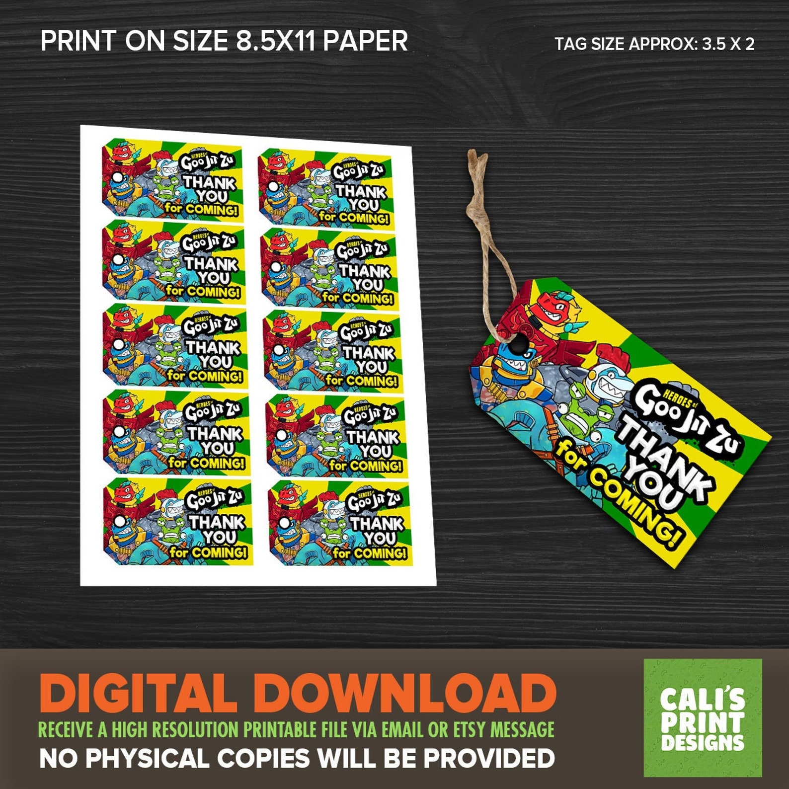 Printable Goo Jit Zu Thank You Tag Goo Jit Zu Birthday Party - Etsy