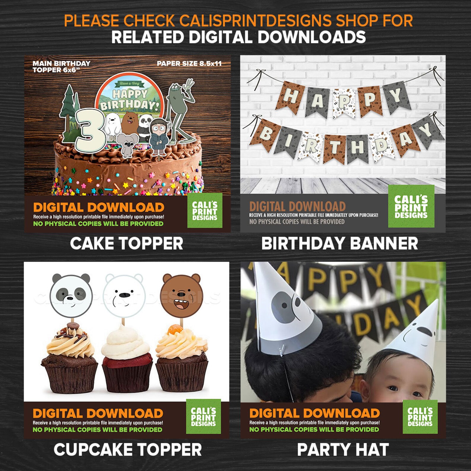 Printable We Bare Bears Party Banners Buntings Instant - Etsy Australia
