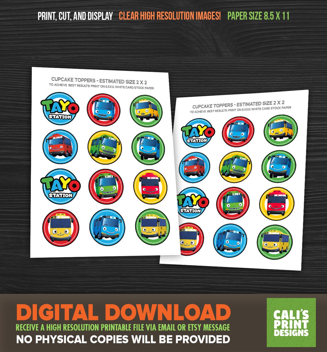 Printable Tayo the Little Bus Cupcake Toppers Tayo Party - Etsy