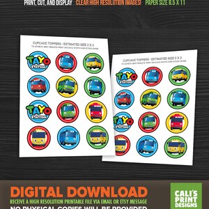 Printable Tayo the Little Bus Cupcake Toppers - Tayo Party Supply ...