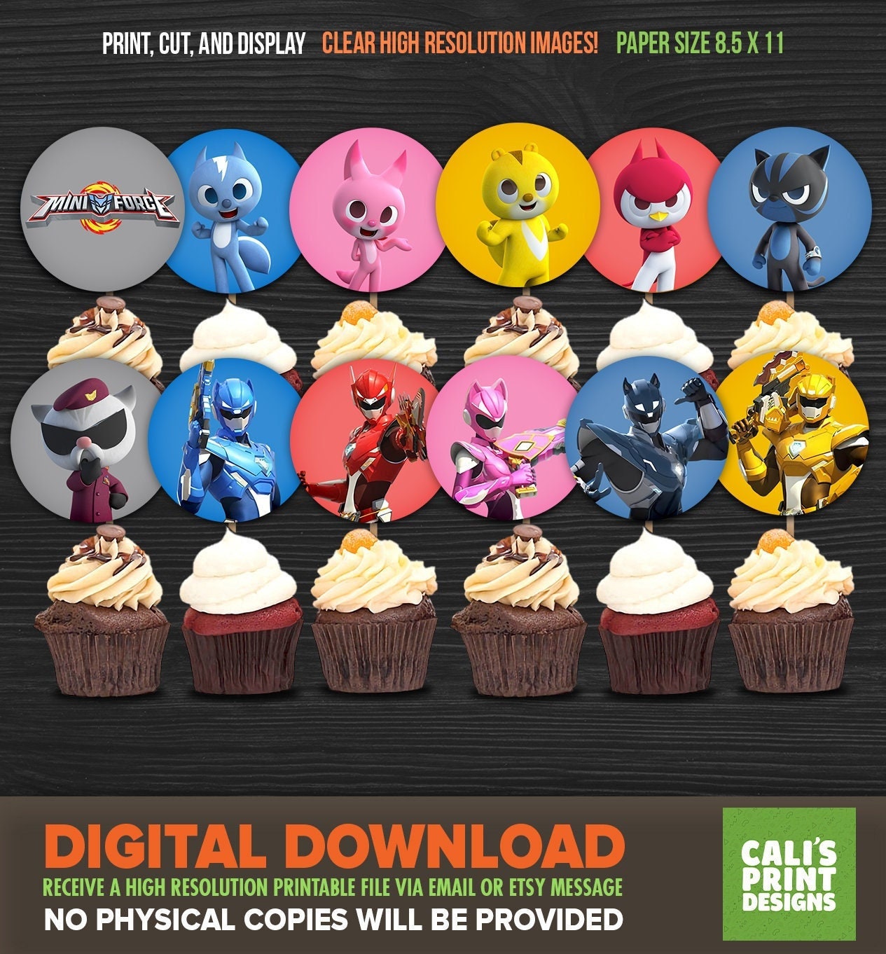 Printable Miniforce Cupcake Toppers Mini Force Poli Birthday - Etsy Canada
