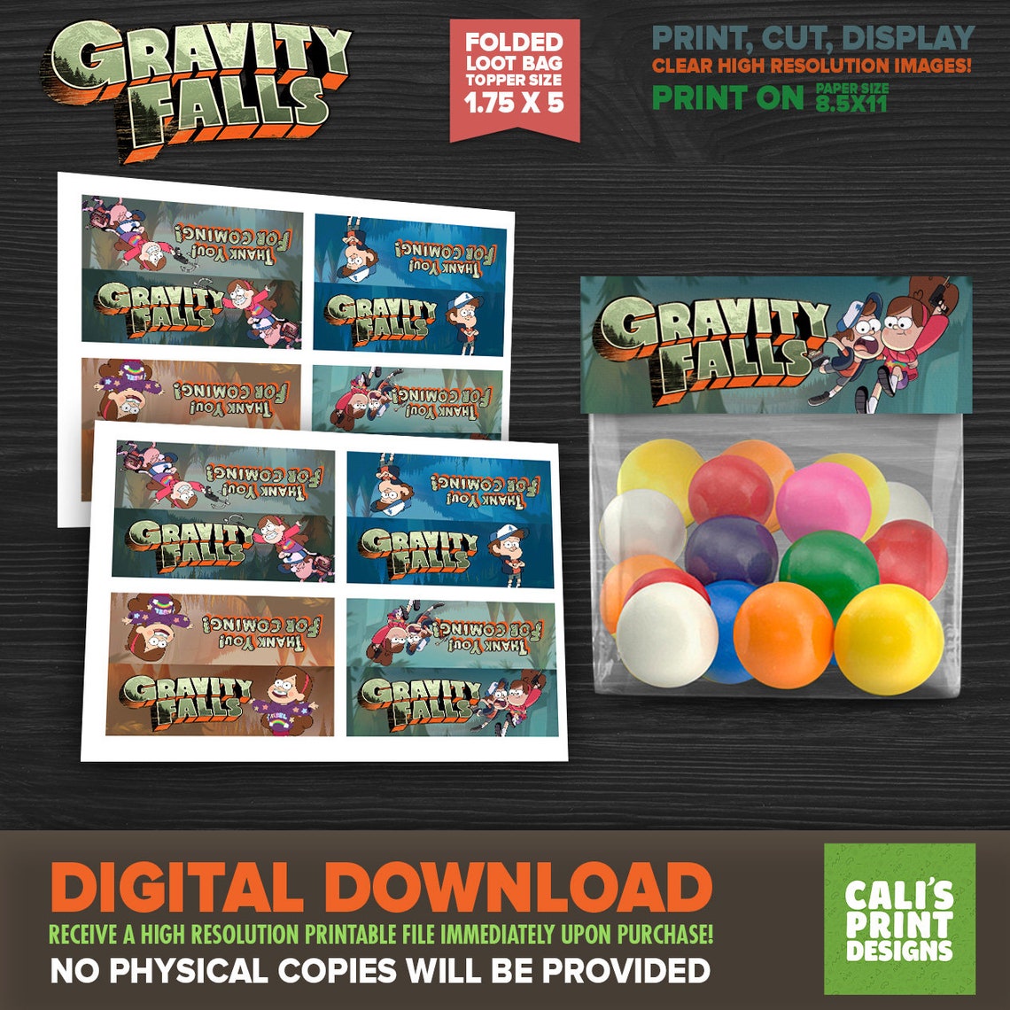Printable Gravity Falls Bag Toppers Gravity Falls Party - Etsy