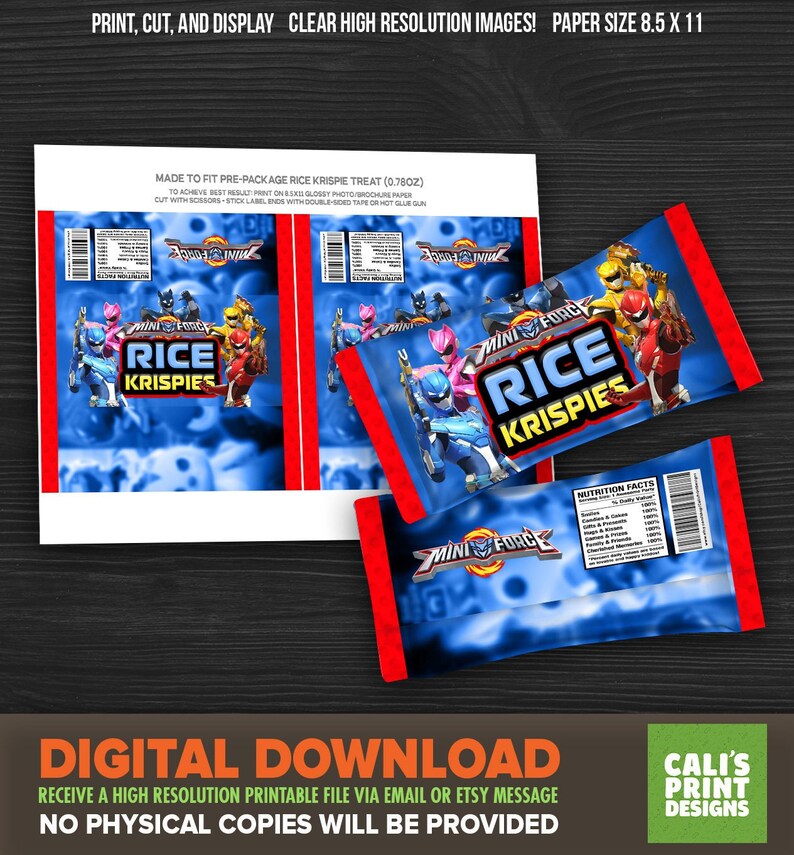 Printable Miniforce Rice Krispies Labels Mini Force Birthday - Etsy