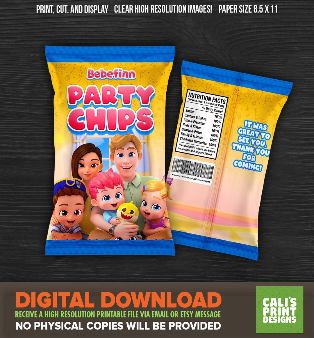 Printable Babyfin Chip Bag Label Bebefinn Party Baby Shark - Etsy