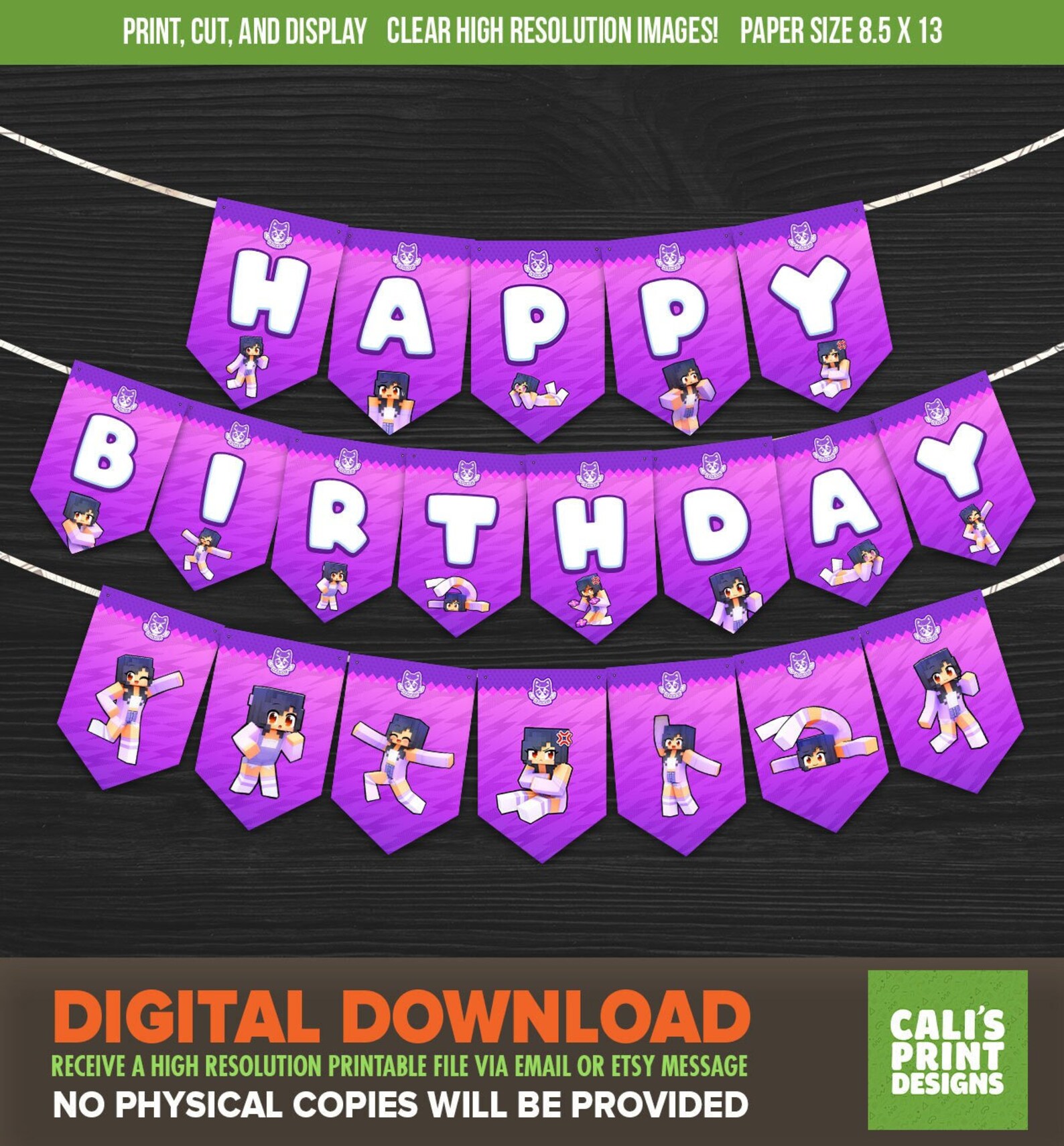 Printable Aphmau Birthday Banner Aphmau Party Meemeows - Etsy Australia
