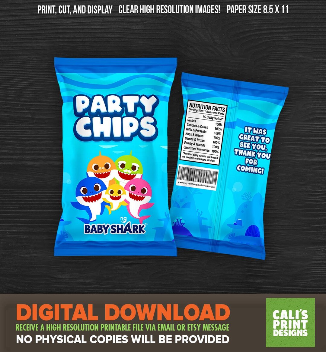 Printable Babyfish Chip Bag Label - Babyshark Crisps Label - Baby Shark ...