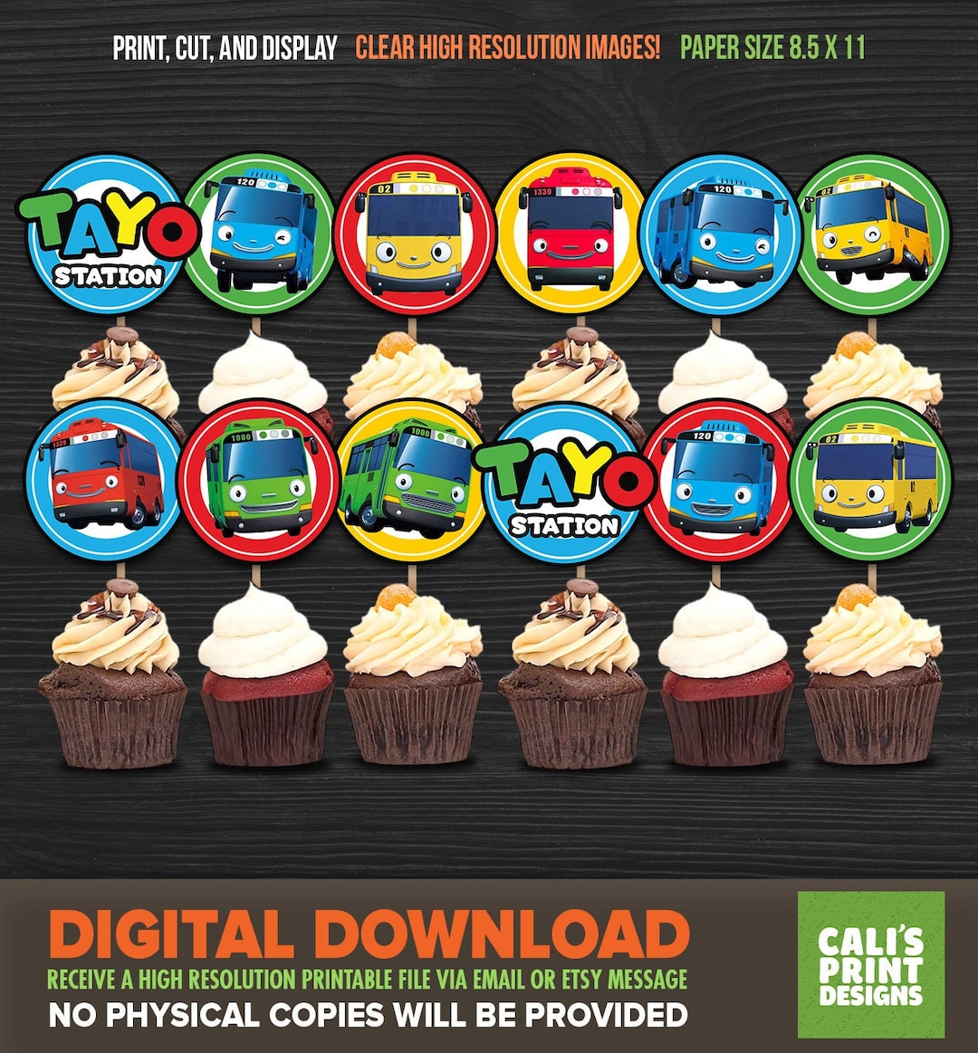 Printable Tayo the Little Bus Cupcake Toppers - Tayo Party Supply ...