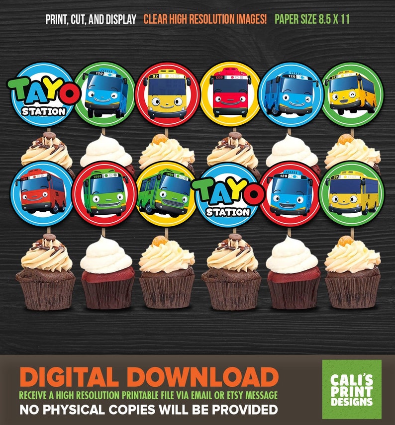 Printable Tayo the Little Bus Cupcake Toppers Tayo Party - Etsy
