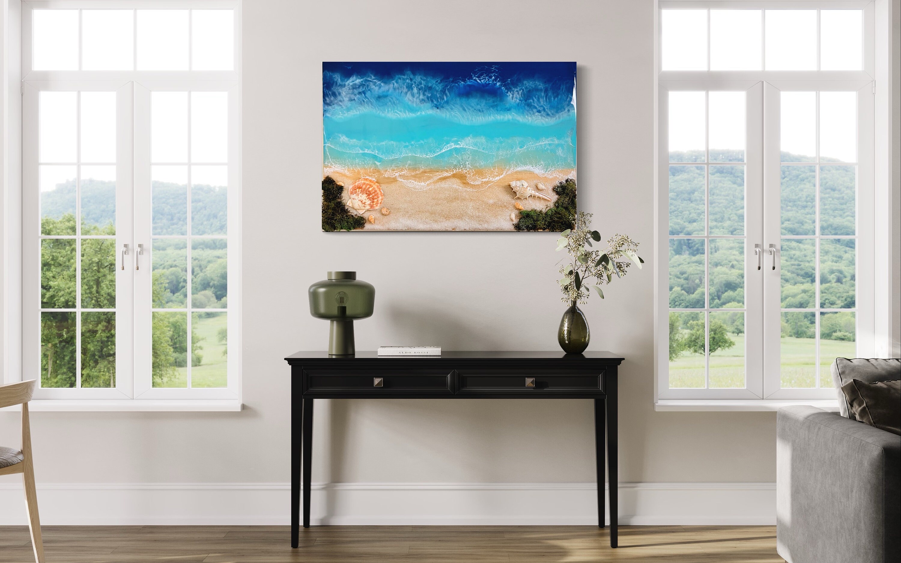 Resin Beach Wall Art: Ocean Waves Decor 18x14 - Etsy