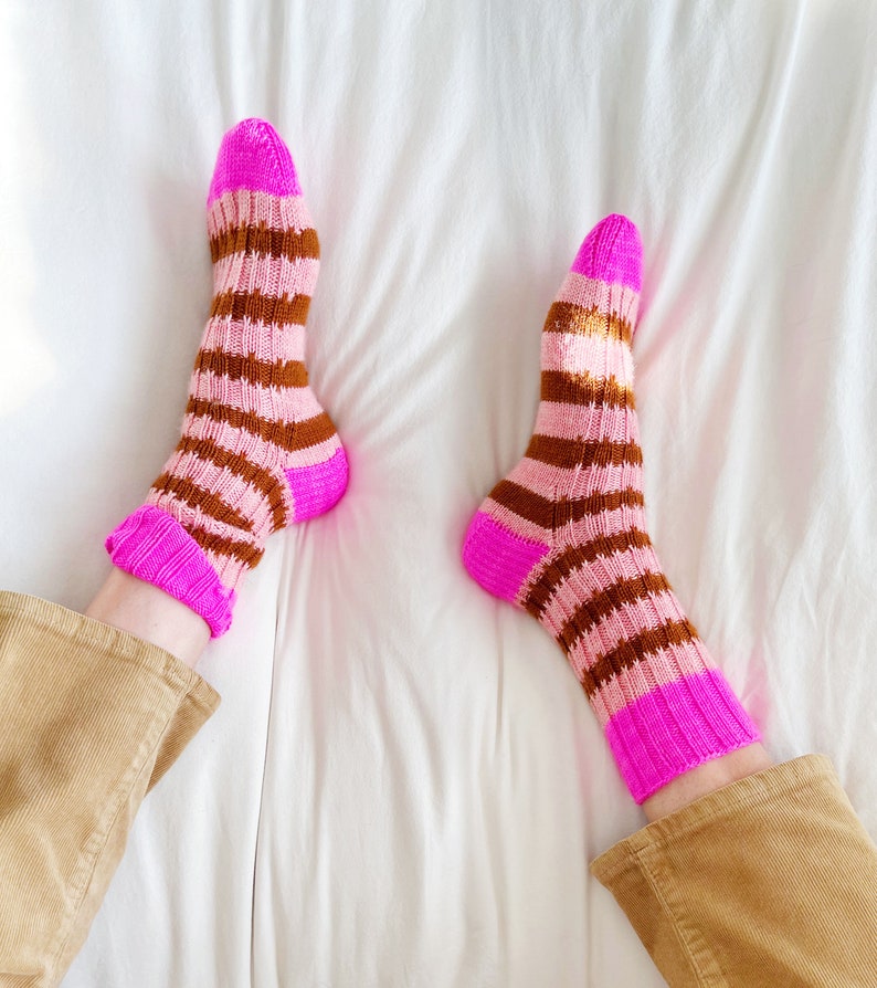 Classic Ribbed Socks Slip Stitch Knitting Easy Knitting - Etsy