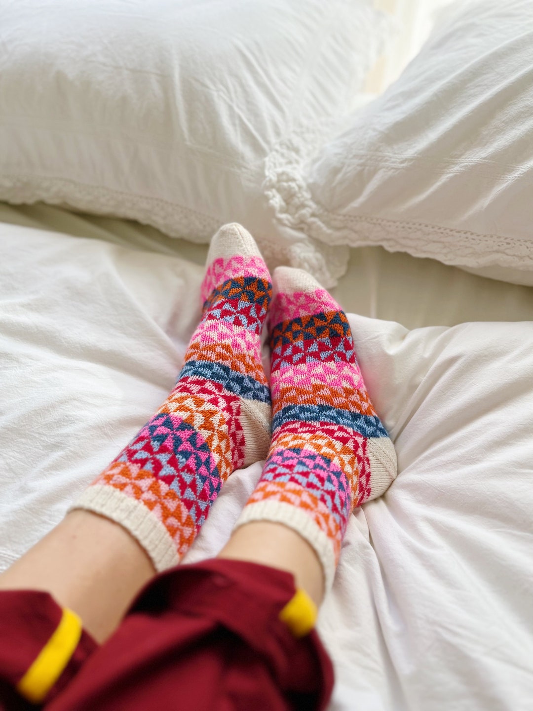 Pinwheel Socks ~ Stranded Sock Knitting Pattern, Colorwork Sock ...