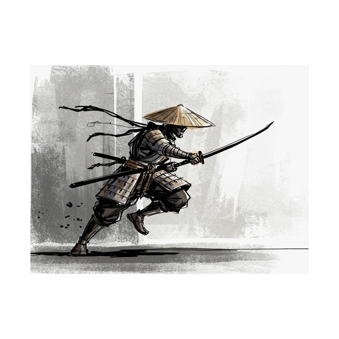 Samurai Warrior Satin Poster, Art Print for Home Decor, Japanese ...